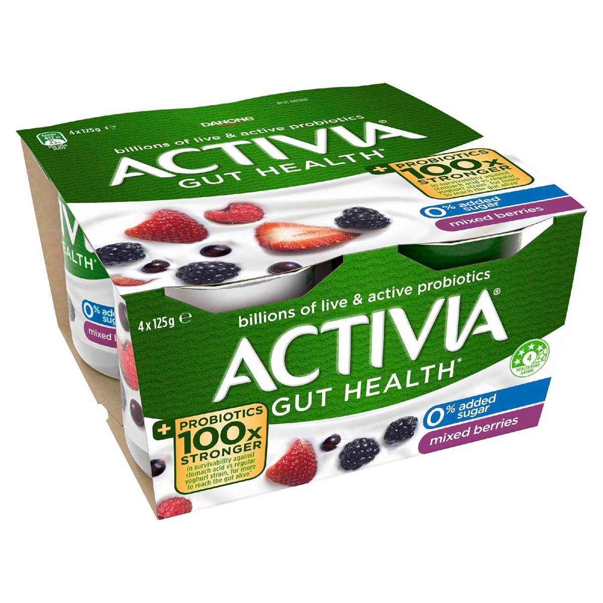 Calories in Activia Probiotic Berries Yoghurt 4 pack calcount