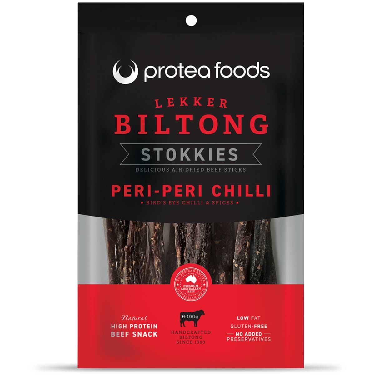 282 calories in Protea Foods South African Biltong Stokkies Peri Peri ...