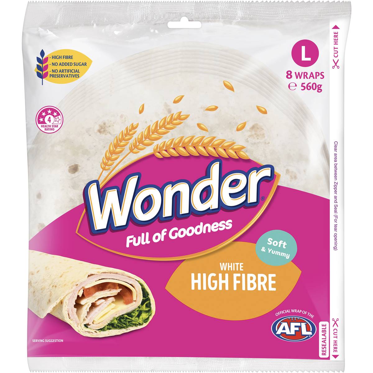 Calories in Wonder White Hi Fibre Soft Wraps calcount