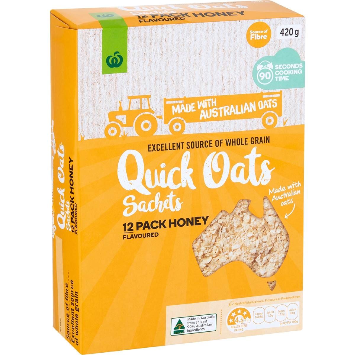 Calories in Woolworths Honey Quick Oats Sachets calcount