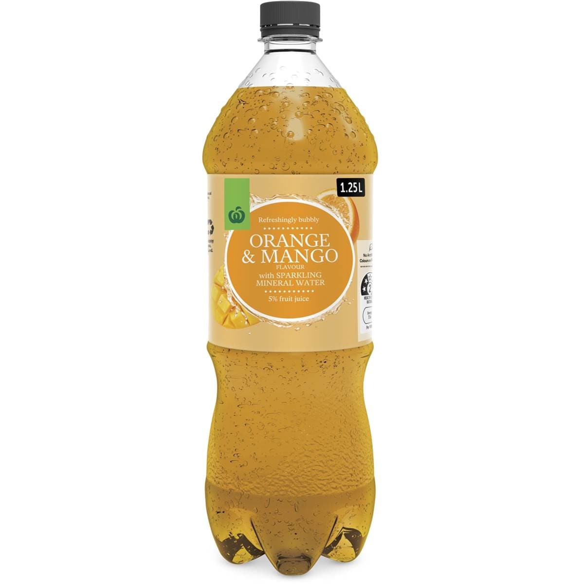 Calories in Woolworths Orange & Mango Sparkling Mineral Water calcount