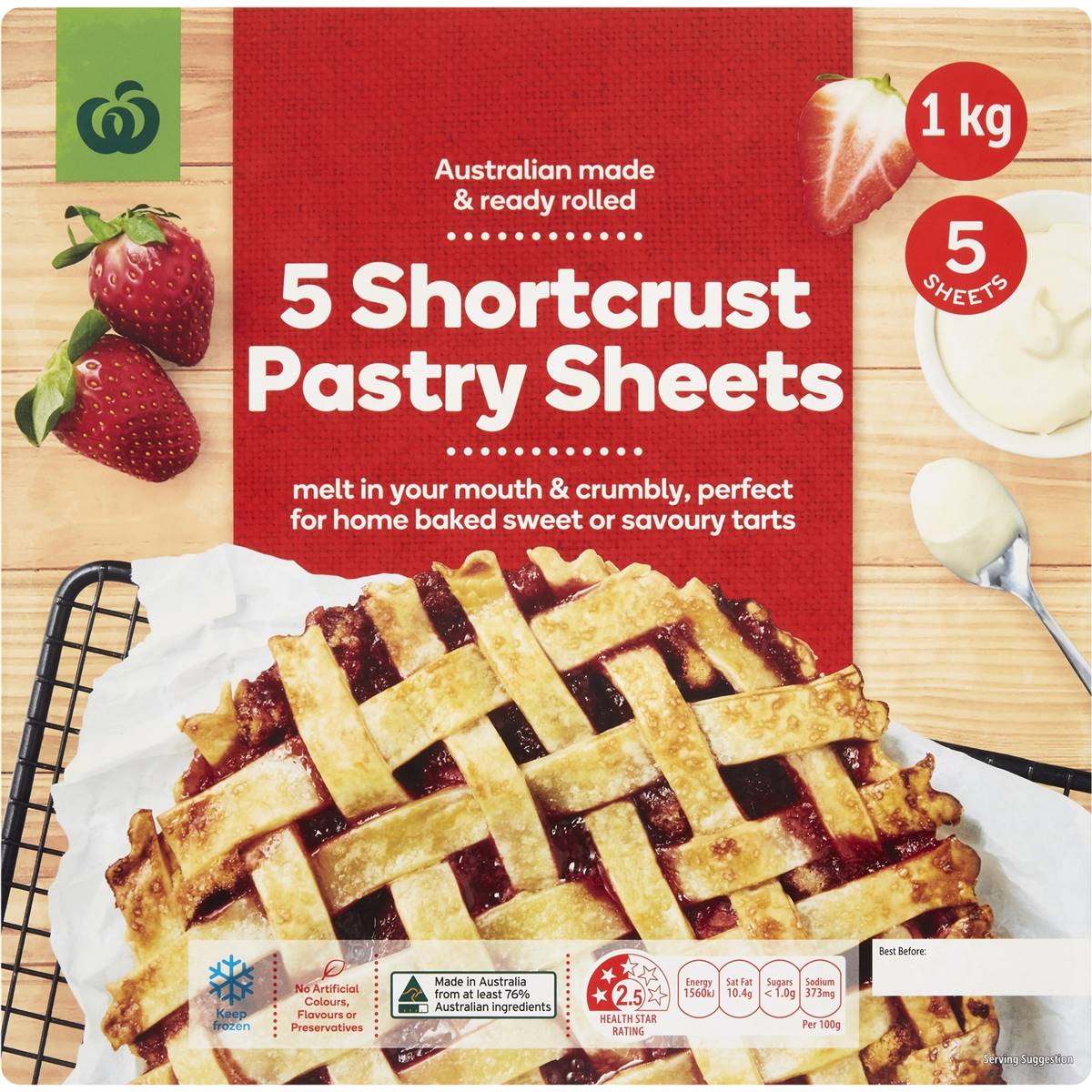 Calories in Woolworths Pastry Shortcrust calcount