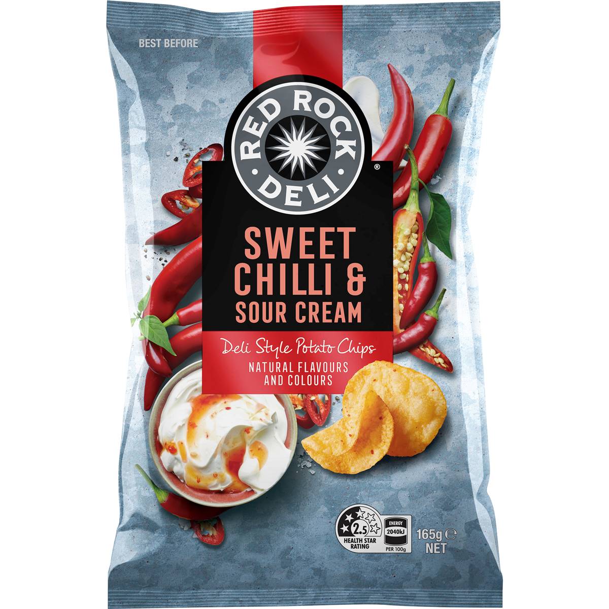 Calories in Red Rock Deli Potato Chips Sweet Chilli & Sour Cream calcount Calories in Red Rock Deli Potato Chips Sweet Chilli & Sour Cream calcount