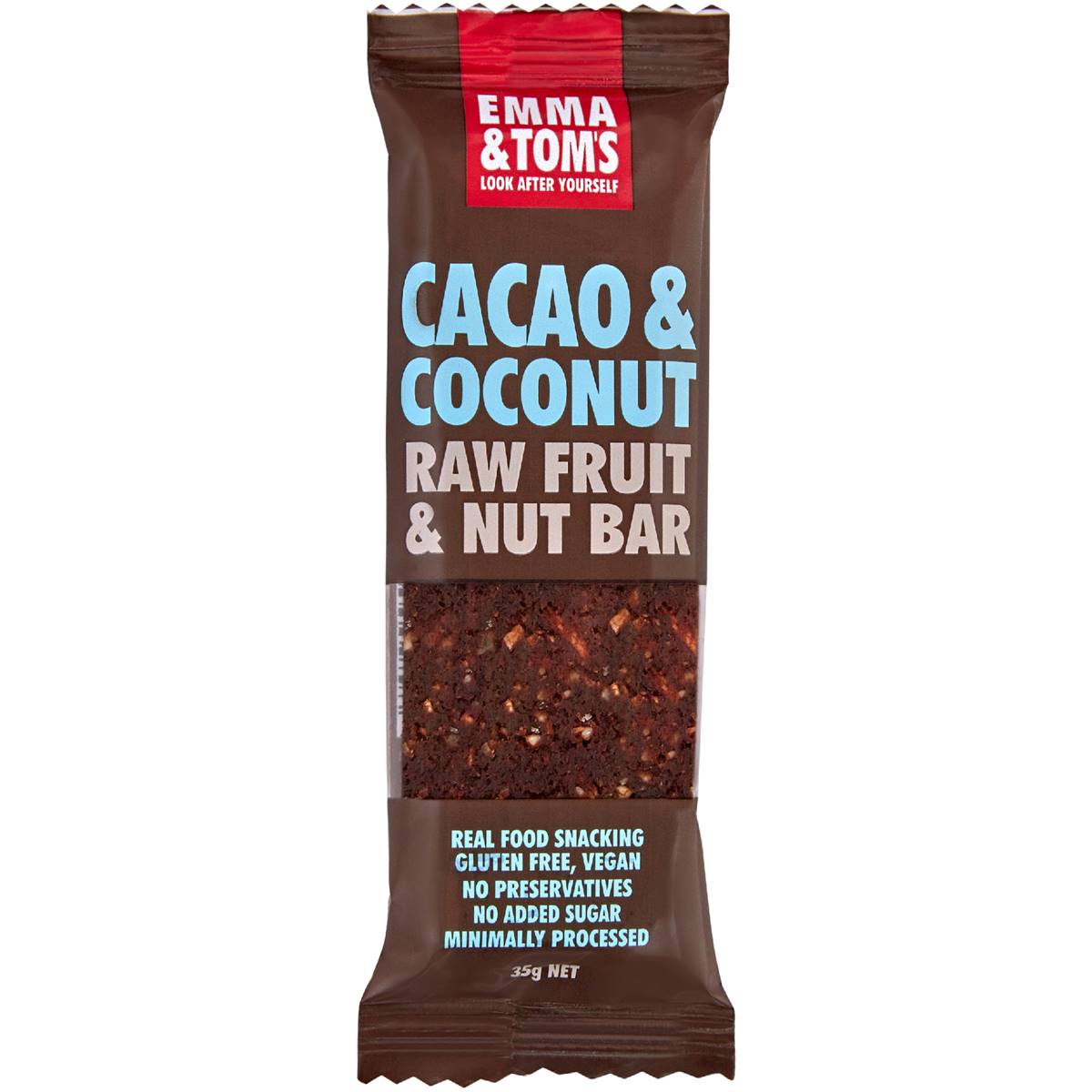 Calories in Emma & Tom's Life Bars Cacao & Coconut calcount