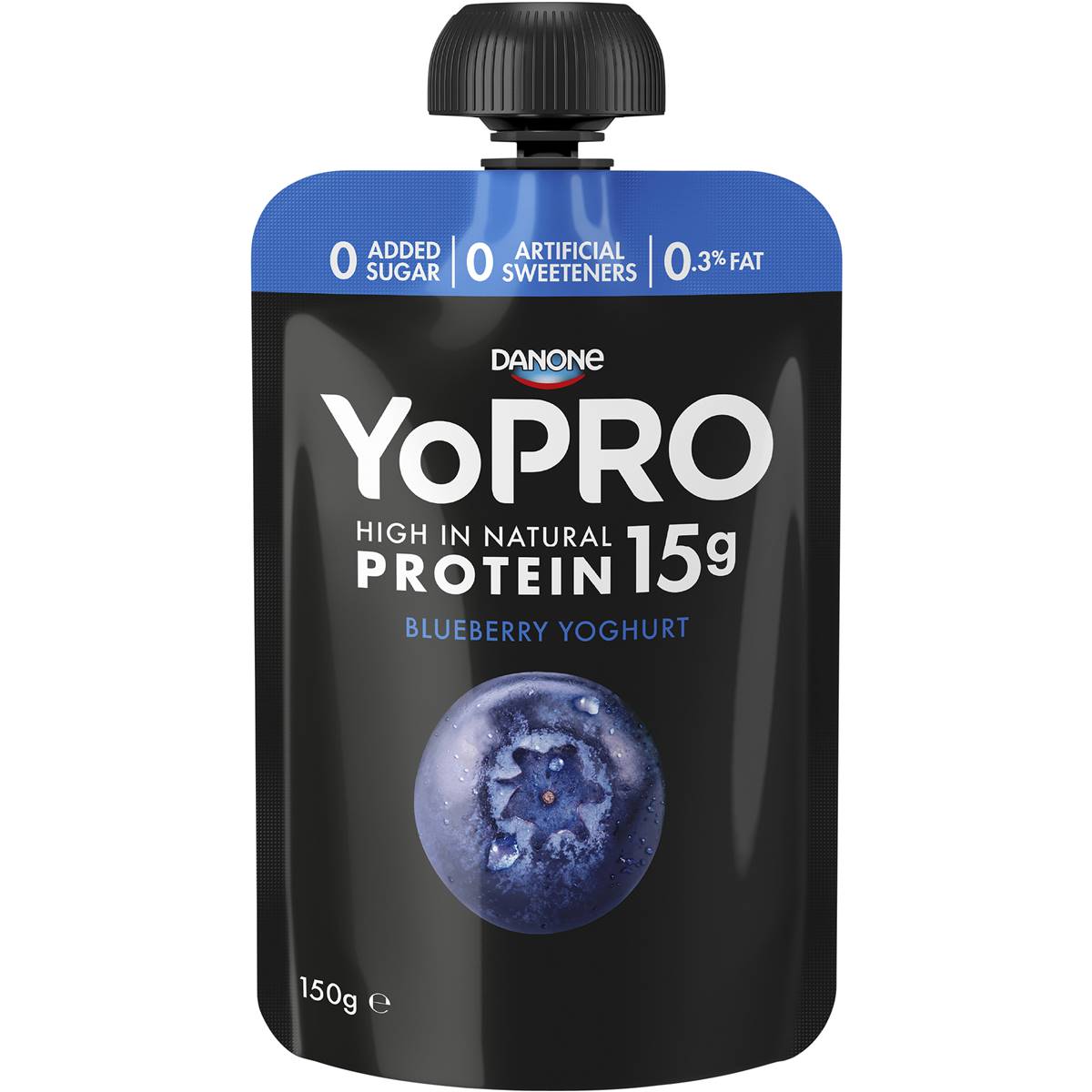Calories in Danone Yopro Pouch Blueberry Yoghurt calcount