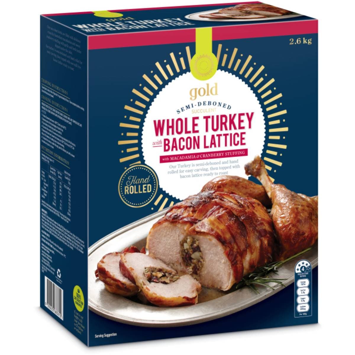 Calories in Inghams Turkey Thigh Roast with Cranberry and Apple ...