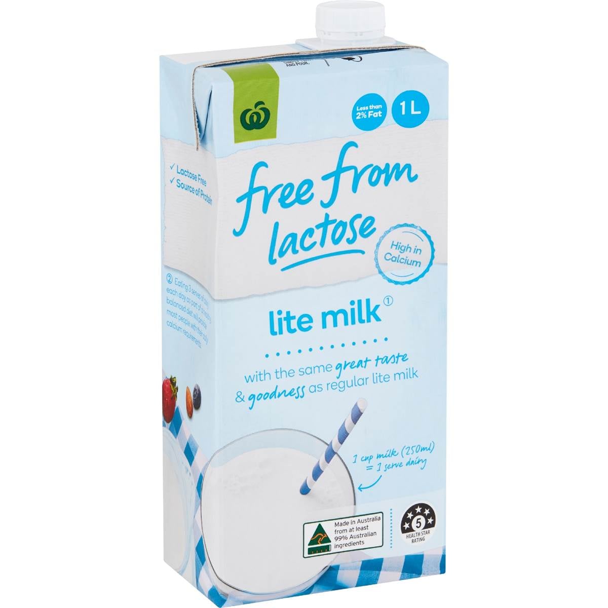 Calories in Woolworths Free From Lactose Lite Milk calcount