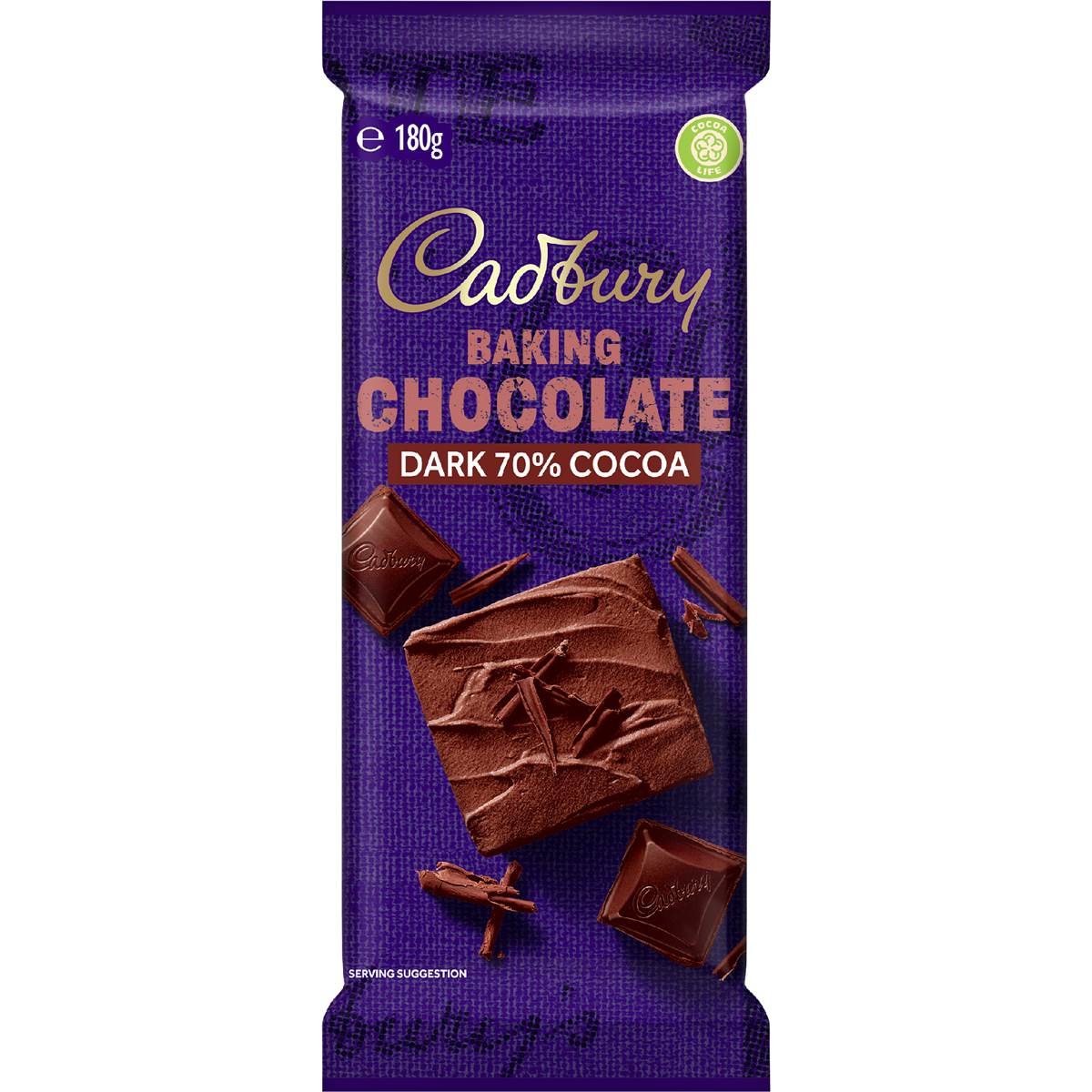 Calories in Cadbury Baking Dark Chocolate 70% Cacao calcount