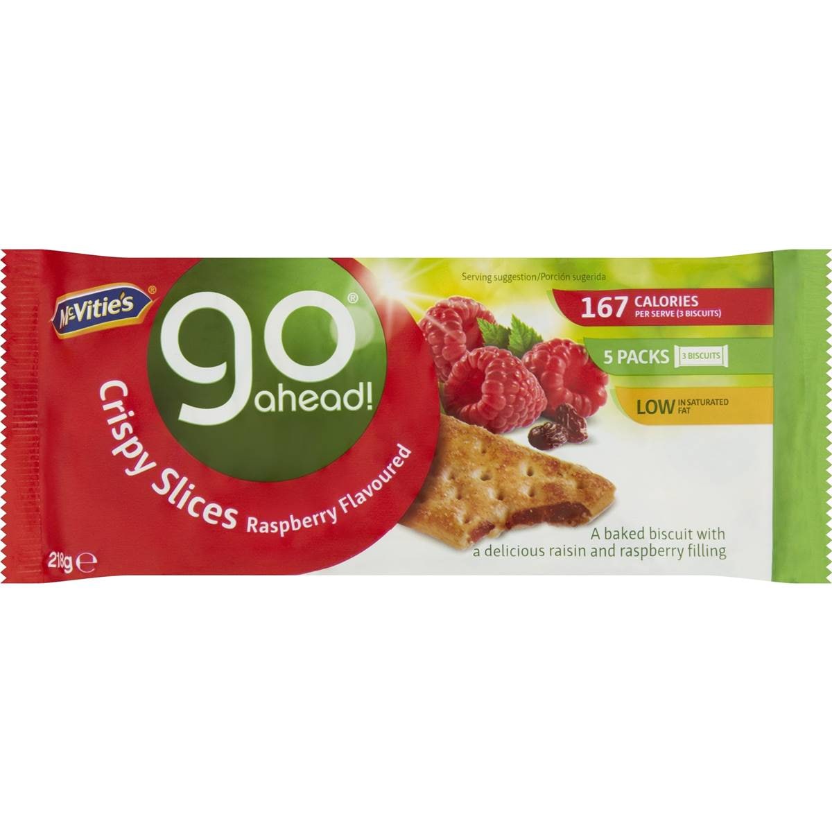 Calories in McVities Go Ahead Sultana and Raspberry Crispy Slices calcount