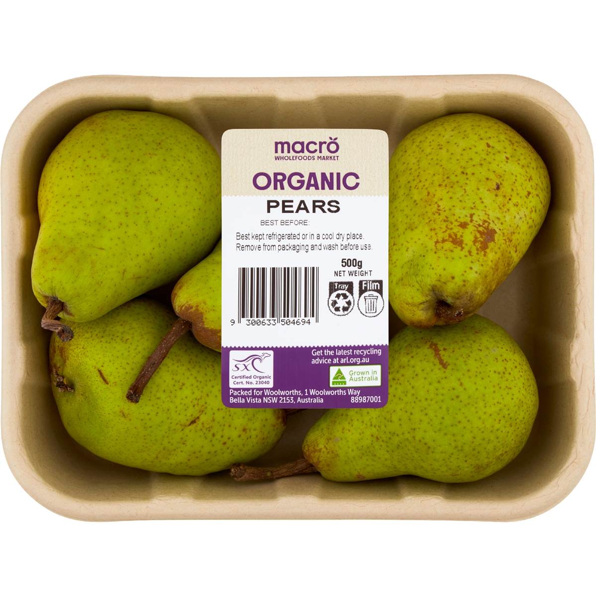 Calories in Macro Organic Pear calcount