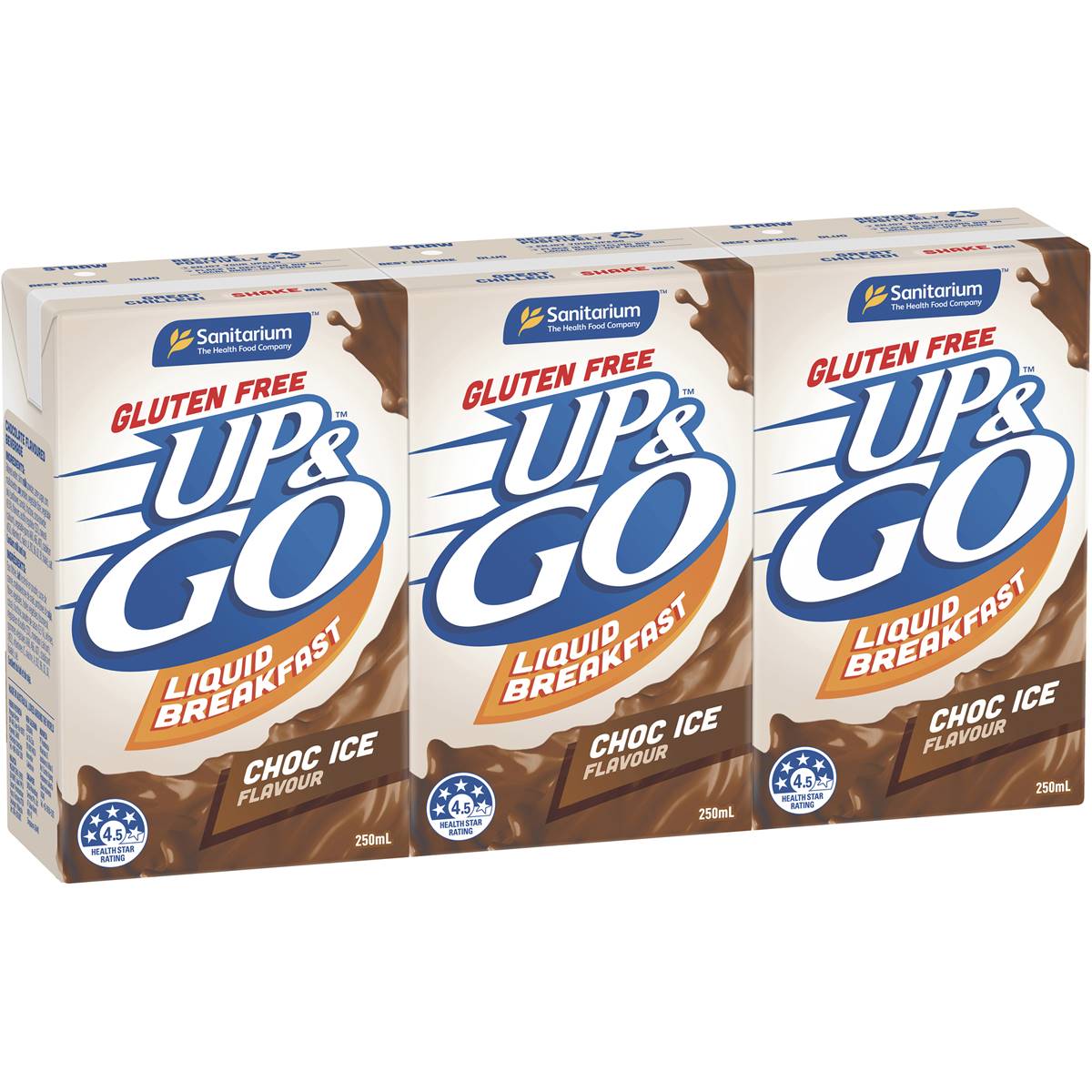 Calories in Sanitarium Up&go Liquid Breakfast Gluten Free Choc Ice calcount