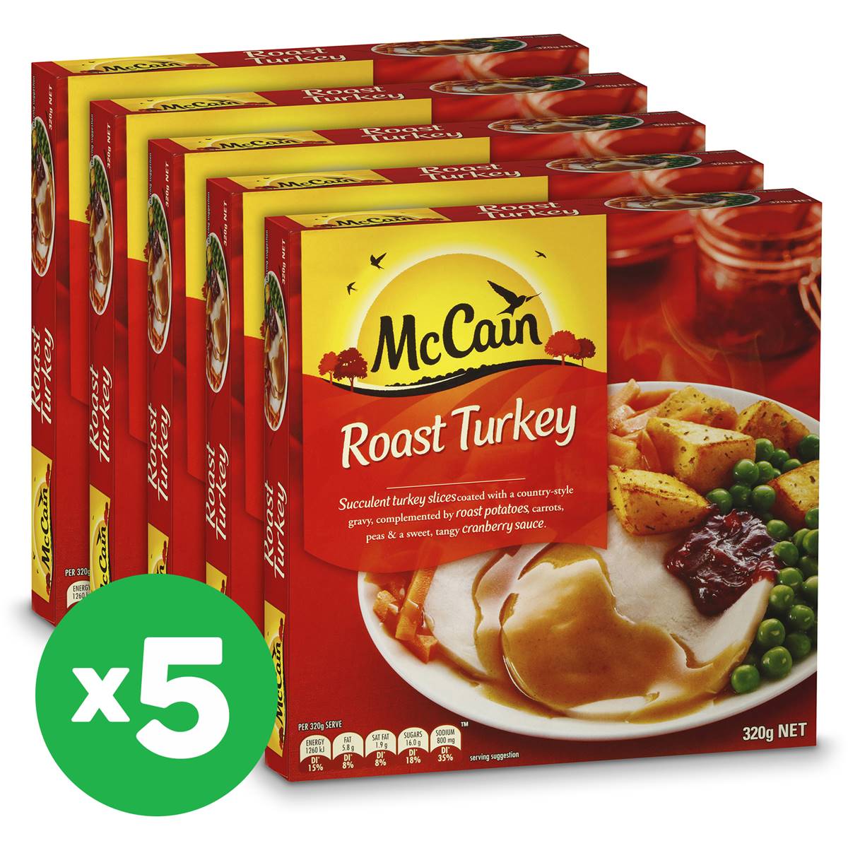 Mccain Healthy Choice Meals Roast Turkey Dinner 320g X5 Bundle | Woolworths