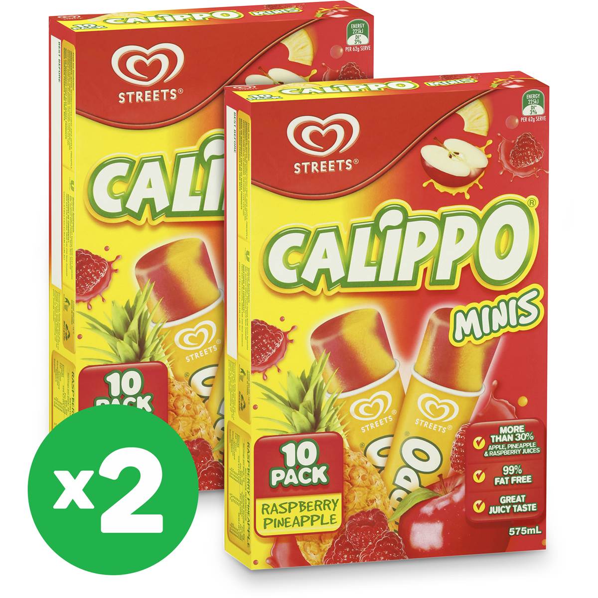 Streets Calippo Mini Raspberry Pineapple 575ml 10pk X 2 Bundle | Woolworths