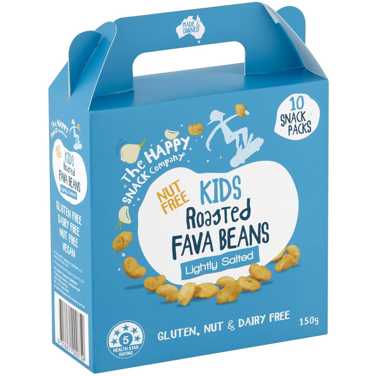 Calories in The Happy Snack Company Kids Fav-va Beans Lightly Salted ...