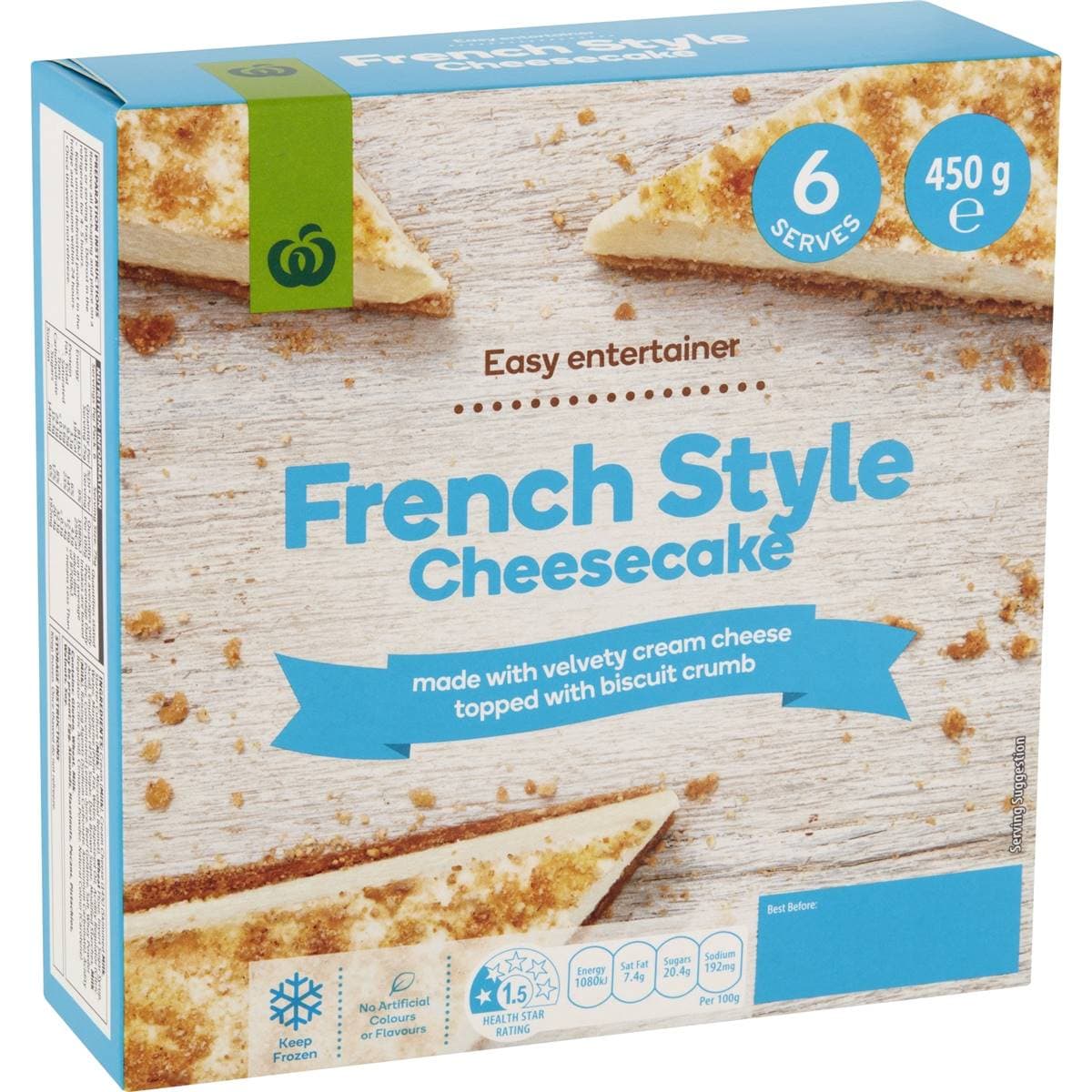 Calories in Woolworths French Style Cheesecake calcount